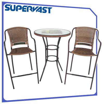 Outdoor Leisure 3PC Steel Resin Rattan Patio Bistro Set Garden High Bar Bistro Set