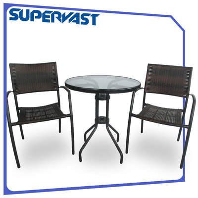 Outdoor Steel Furniture 3PC Rattan Patio Bistro Set Table and Chair