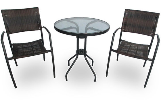 Outdoor Steel Furniture 3PC Rattan Patio Bistro Set Table and Chair