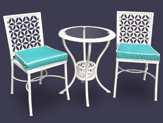 Outdoor Living Steel Frame White Bistro Sets Patio Furniture Bistro Table 2 Chairs