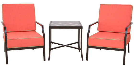 Outdoor Living Brown 3 Piece Deep Seating Patio Bistro Set with Cushion