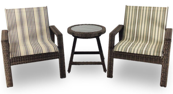 3PC Outdoor Garden Furniture Patio Bistro Set Steel Frame Resin Rattan Sling