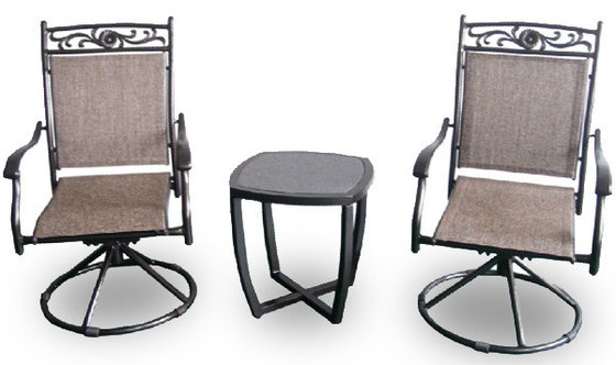 Aluminum Outdoor Furniture 3 Piece Bistro Table Set With Swivel Chair SGS