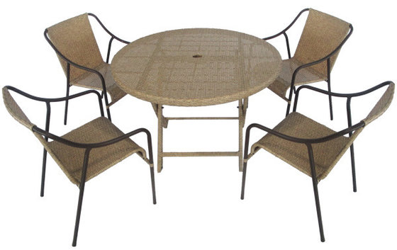 ISO9001 Outdoor Garden Patio Furniture Dining Sets 5PC Rattan Dining Table and Chair