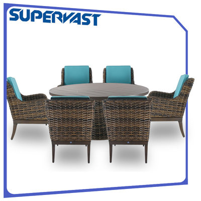 Outdoor Living Luxury Garden Resin Wicker Patio Furniture Rattan Dining Set with Cushion