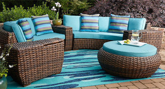 Luxury Furniture Outdoor Sectional Sofa Set Modular Chunky PE Rattan Patio Garden