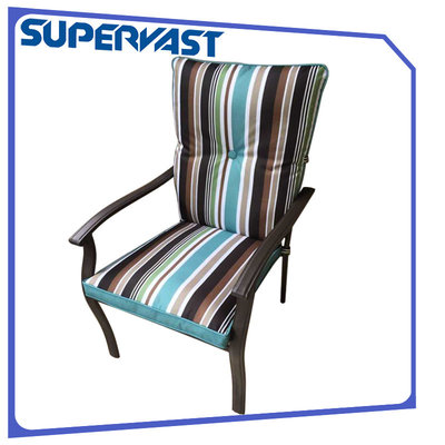 Striking Strap Cushion Steel Frame Outdoor Patio Chairs Garden Patio Dining Chair
