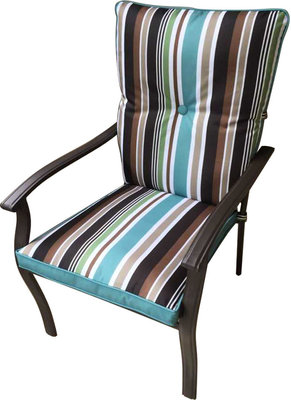 Striking Strap Cushion Steel Frame Outdoor Patio Chairs Garden Patio Dining Chair