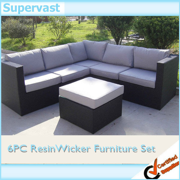 Resin Wicker Patio Furniture Outdoor Sectional Sofa Set with Dark Brown Wicker