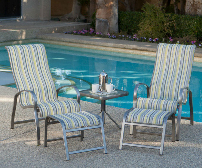 Modern Outdoor Patio Furniture Dining Sets 5 Piece Poolside Sling Lounge Set