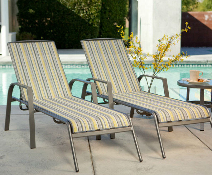 Poolside Sling Chaise Lounge Set Outdoor leisure furniture for Beach / Patio