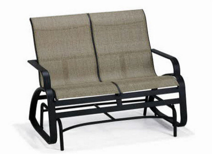 Double Seat Folding Patio Furniture Sling Patio Glider Bench Stainless Steel