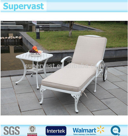 Leisure Furniture Comfortable Patio Bistro Set Aluminum Lounge Chair / End Table
