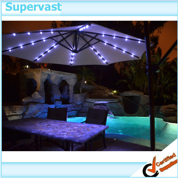 Patio Outdoor Furniture 9 Foot Solar Patio Umbrella With Hand Crank System