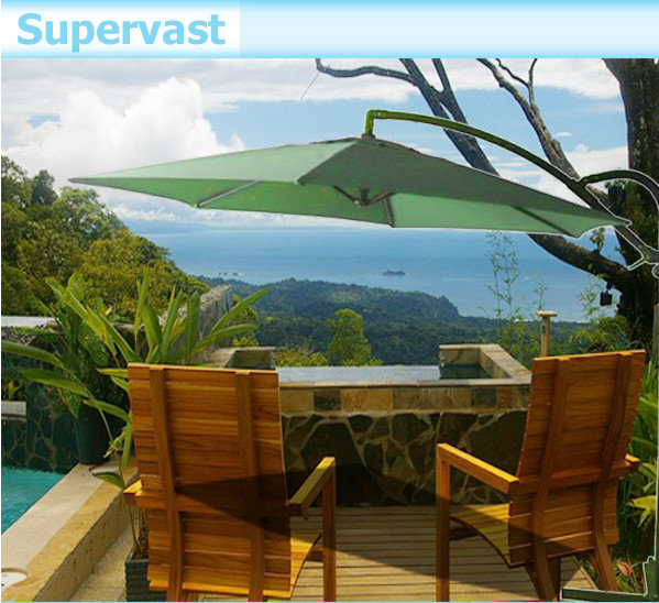 3M Offset Hanging Solar LED Patio Umbrella for Outdoor Leisure Furniture