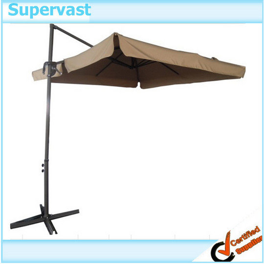 Foldable Sunshade Offset Patio Umbrella 2.6M Steel Parasol Square Hanging Umbrella