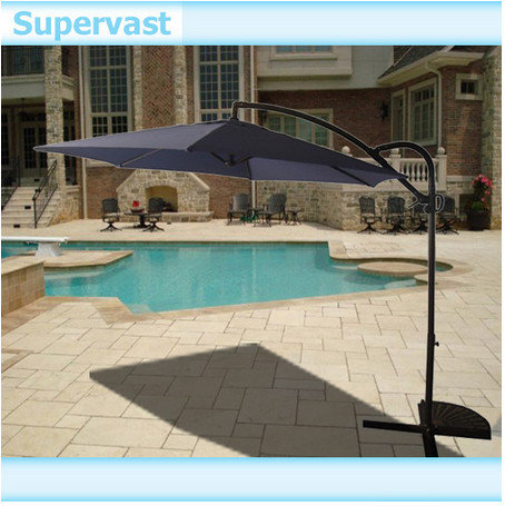 Rotating 3M Outdoor Offset Patio Umbrella / Sunshade Patio Hanging Umbrella with LED Light