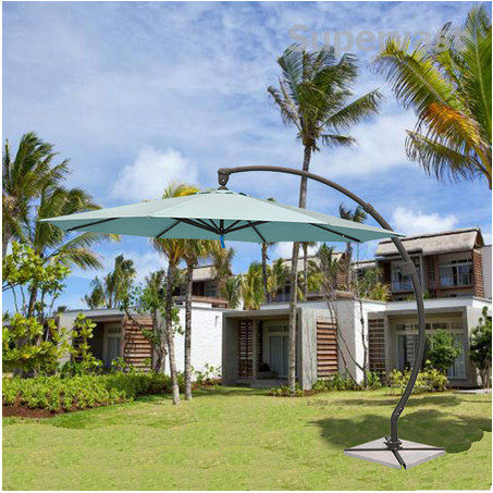 3.5M Aluminum Folding Parasol Steel Ribs Offset Patio Umbrella Commercial Grade