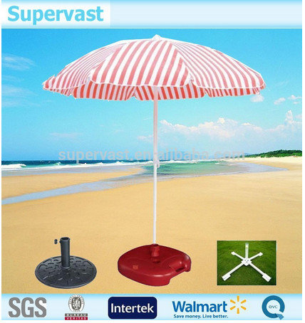 Aluminum Pole Strip Light Sun Protection Beach Umbrella 2.2M For Seashore