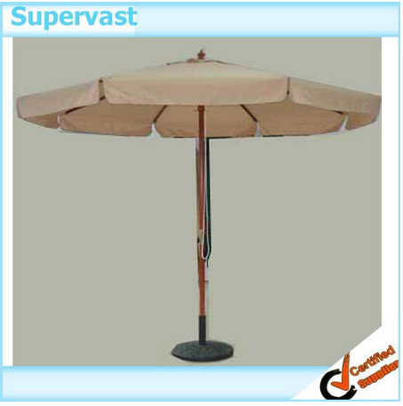 Patio Umbrella Pulley System Straight Wood Middle Column Umbrella For Beach