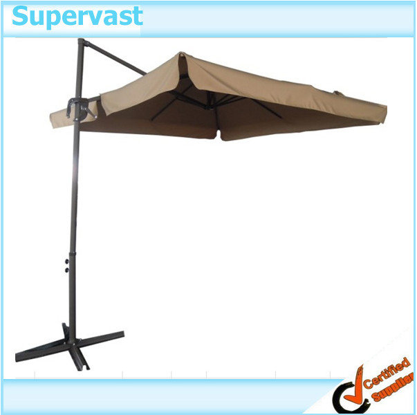 Garden Steel Patio Furniture , 2.6M Parasol Square Hanging Umbrella with Flap