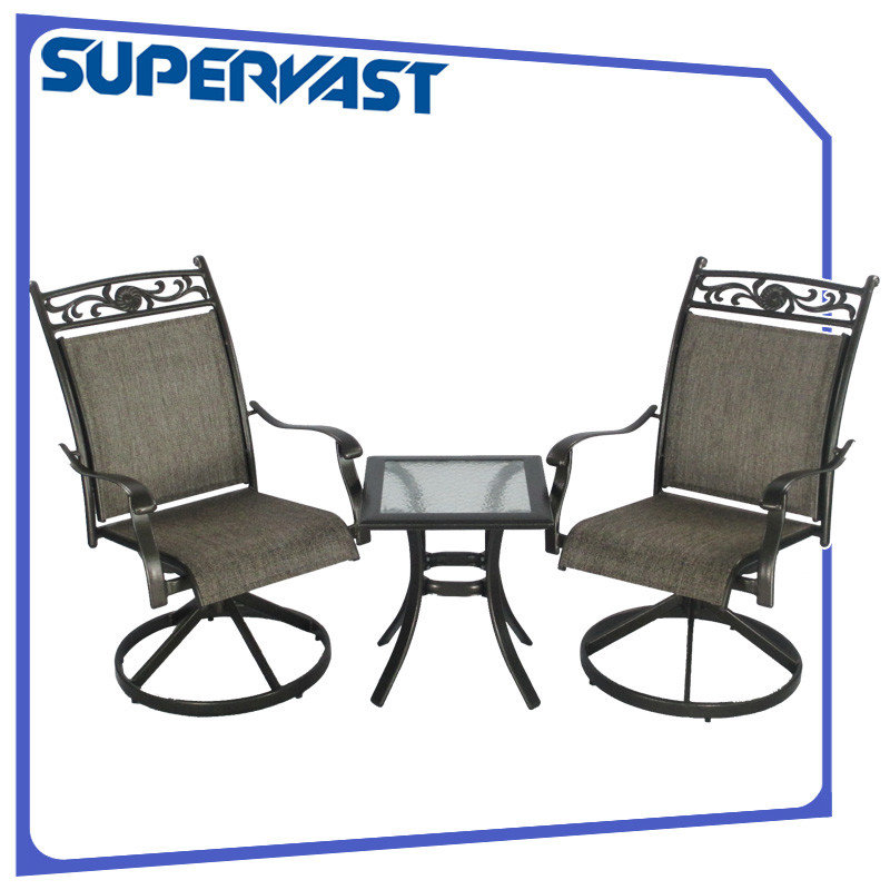 3PC Sling Flower Pattern Outdoor Patio Bistro Set , Outdoor Bar Height Bistro Table Set