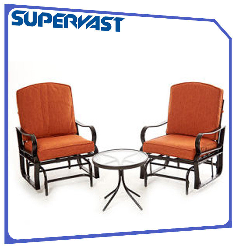 3PC Outdoor Garden Patio Bistro Set Steel Patio Deep Seating Rocking Chair Bistro Set