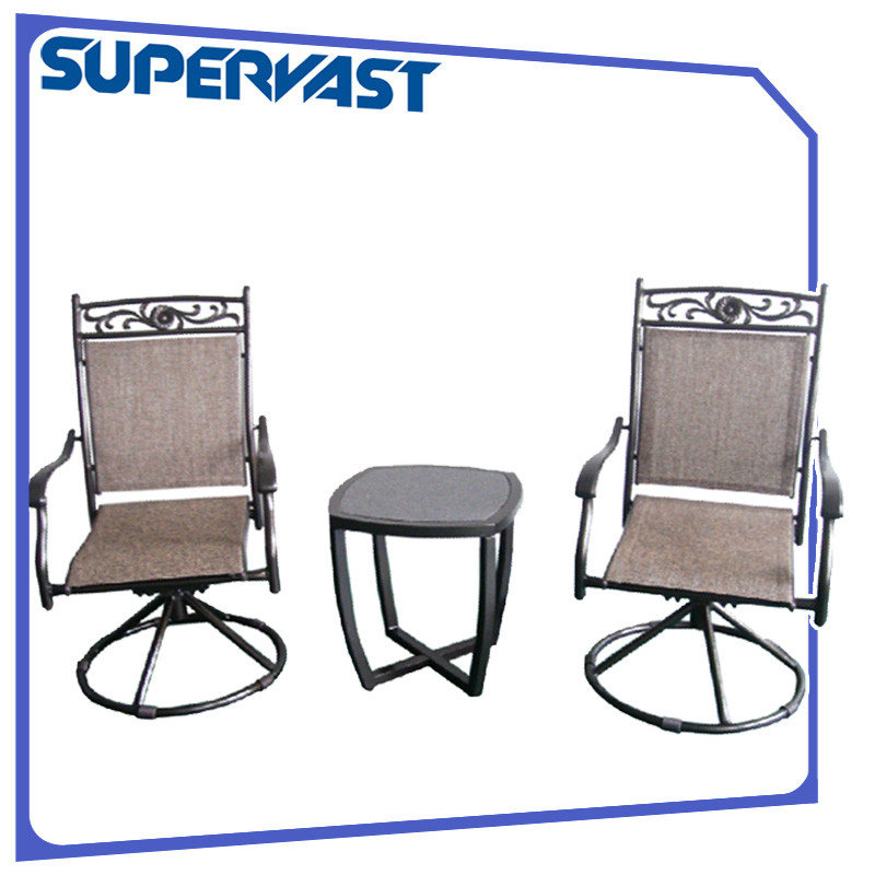 Aluminum Outdoor Furniture 3 Piece Bistro Table Set With Swivel Chair SGS