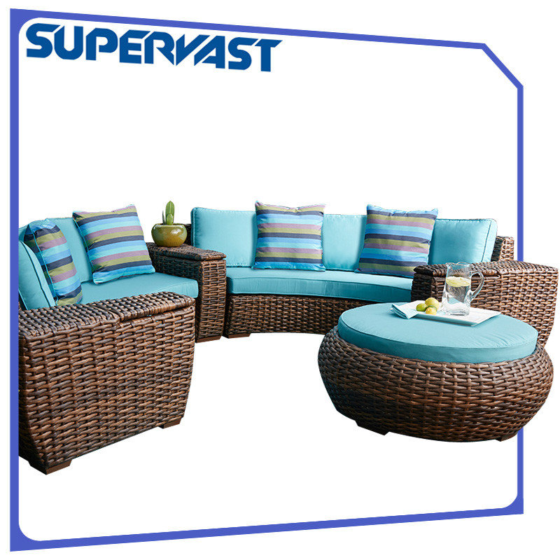 Luxury Furniture Outdoor Sectional Sofa Set Modular Chunky PE Rattan Patio Garden