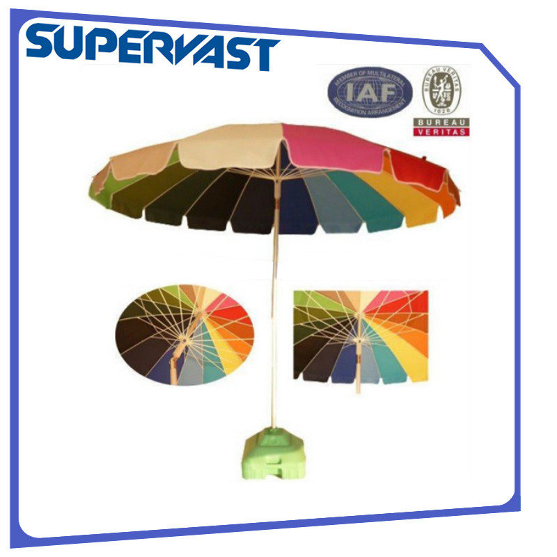 Colourful Bright 8 Feet Fiberglass Wire Iron Tlit Beach Umbrella