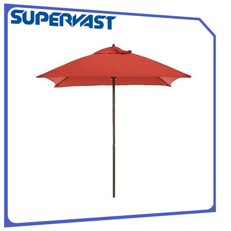 ISO9001 Suqare 2*2M Four Ribs Wooden Beach Sun Shade Umbrella
