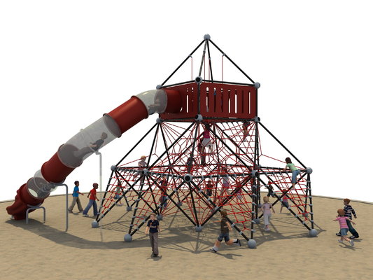 China Galvanized Pipe Kids Climbing Nets With LLDPE Plastic Tube Slide supplier