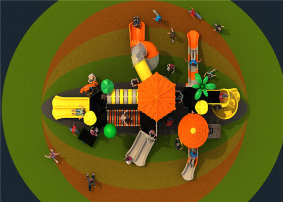 Large Yellow Outdoor Playground Equipment With Multi Slides supplier