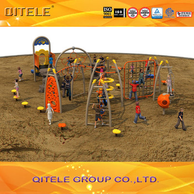 Playground Kids Outdoor Gym Equipment , Rope Net Playground Yellow For Residential zones supplier
