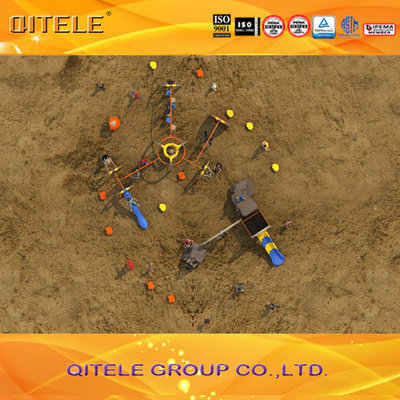 Playground Kids Outdoor Gym Equipment , Rope Net Playground Yellow For Residential zones supplier