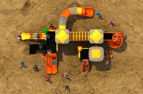 TUV standard imported PVC coated deck kids amusement park outdoor playground equipment with slide supplier
