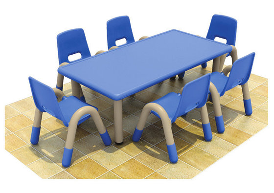 Classroom Blue Children Table And Chairs Rectangular Durable supplier