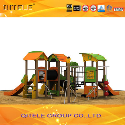 Plastic Wood Outdoor Children Playground Equipment With Climbing Net supplier