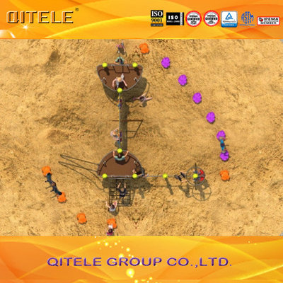 QITELE Climbing Wall Kids Outdoor Gym Equipment With Aluminum / Galvanized Post Material Parts supplier