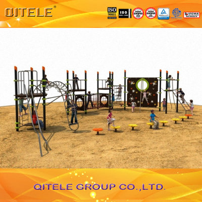 Physical Activity Kids Play Equipment Outdoor Abrasion Resistant Rope Bridge And Climbing Wall supplier