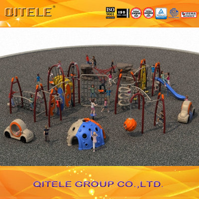 Safety Performance Kids Outdoor Gym Equipment Rock Climber And Tunnel Slide supplier