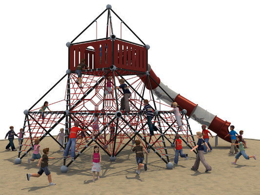 Outside Kids Climbing Net With LLDPE Slide , Galvanized Post Kids Climbing Cargo Net supplier