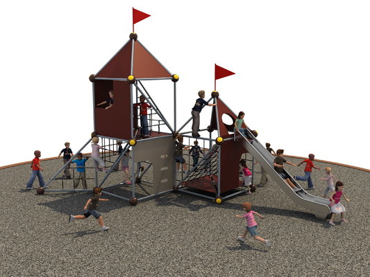 PE Board Kids Climbing Net With Stainless Steel Tunnel Slide And HDPE Panels supplier