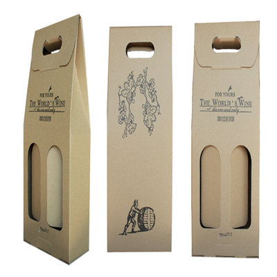 Foldable Corrugate Paper Wine Box with Cut Handle