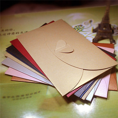 Multi-color optional heart buckle decoration pearl paper envelope for  creative love postcard