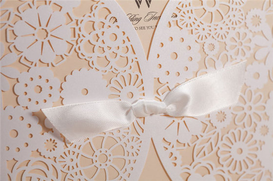 Pink lace hand-cut wedding invitations Personality invitation card