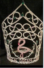 simple design birds crown for summer pageants rhinestone crowns logo on the band silver red stones