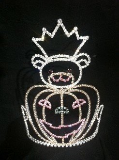 Low cost halloween pageant crowns and tiaras pumpkin and bear yellow and black rhinestone pageant crowns custom crowns