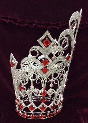 10 inch tall and 7 inch diameters red stones crown for christmas tall pageant crowns and tiaras supplier pai crown