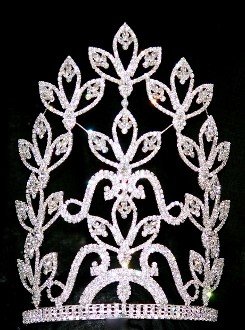 Large leaves rhinestone crowns and tiaras for pageant girls lady hot sale tall crowns supplier whosale pageant crowns